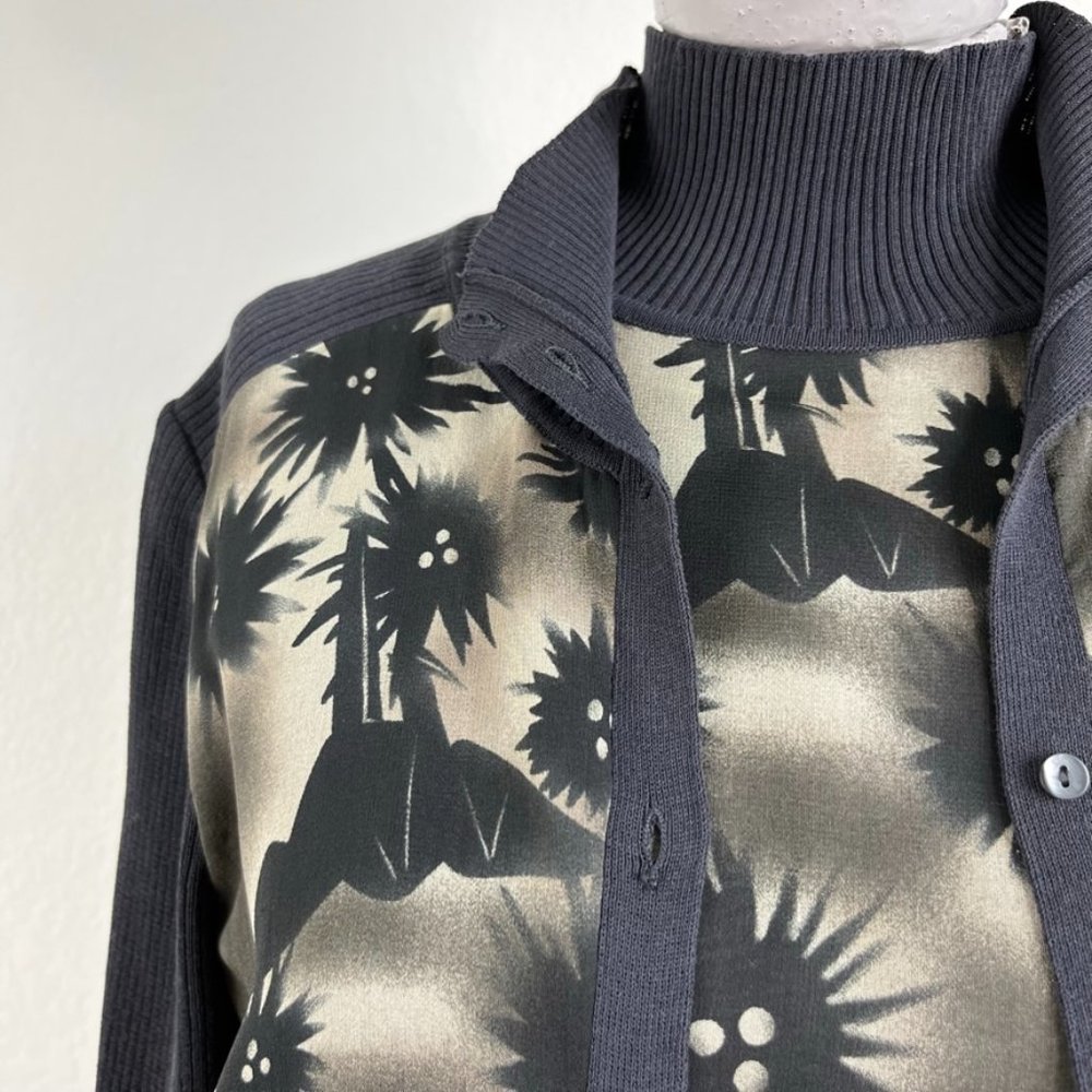 Kenzo Vintage 00's Mesh Sheer Crane Origami Floral Sh… - Gem